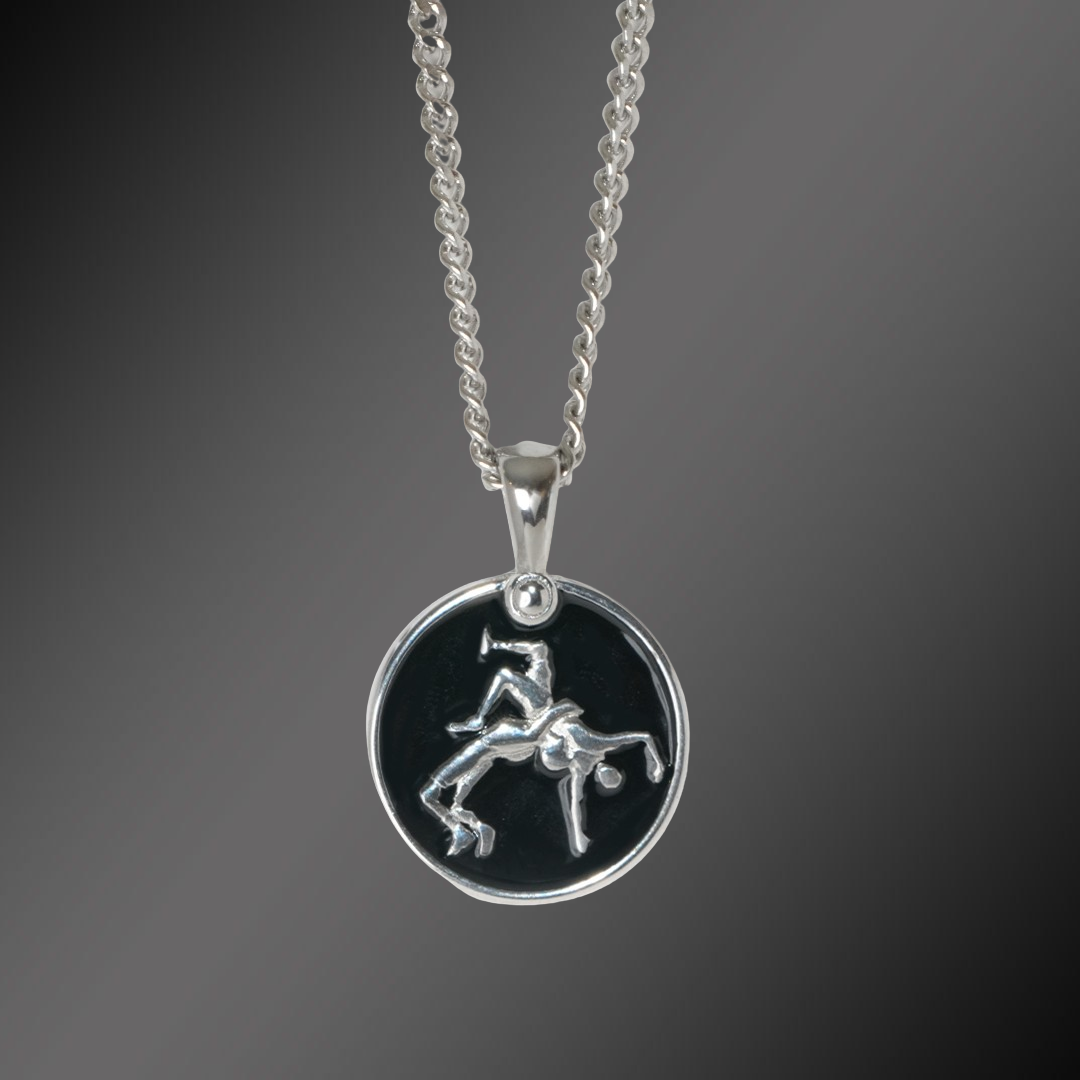 Modern Wrestler | Forged Cross Chain and Pendant Round Set in Silver